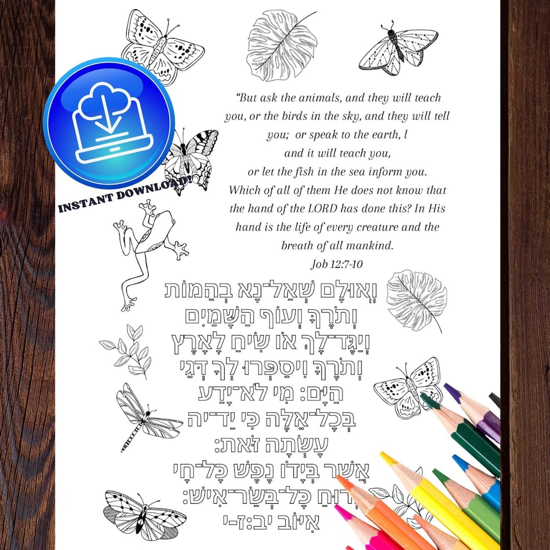 Hebrew Bible Verses Coloring Pages - Digital Download - Etsy