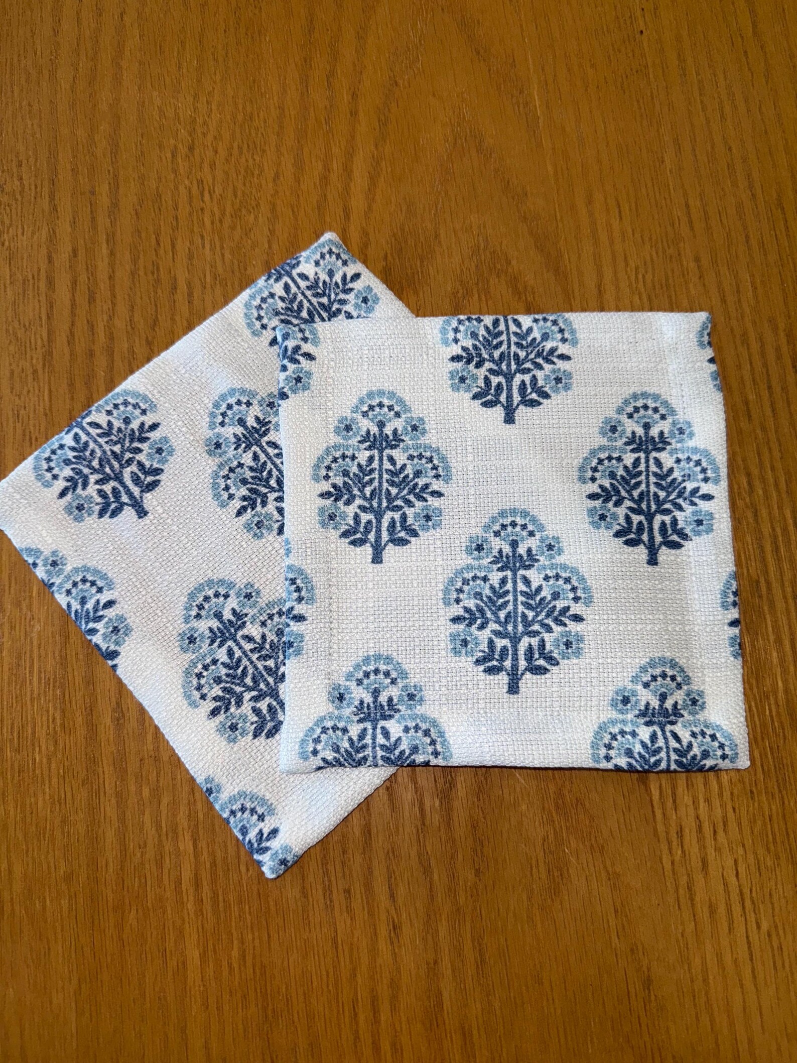 Indigo Blue Cocktail Napkins: Block Print Style, Reusable Cloth - Etsy