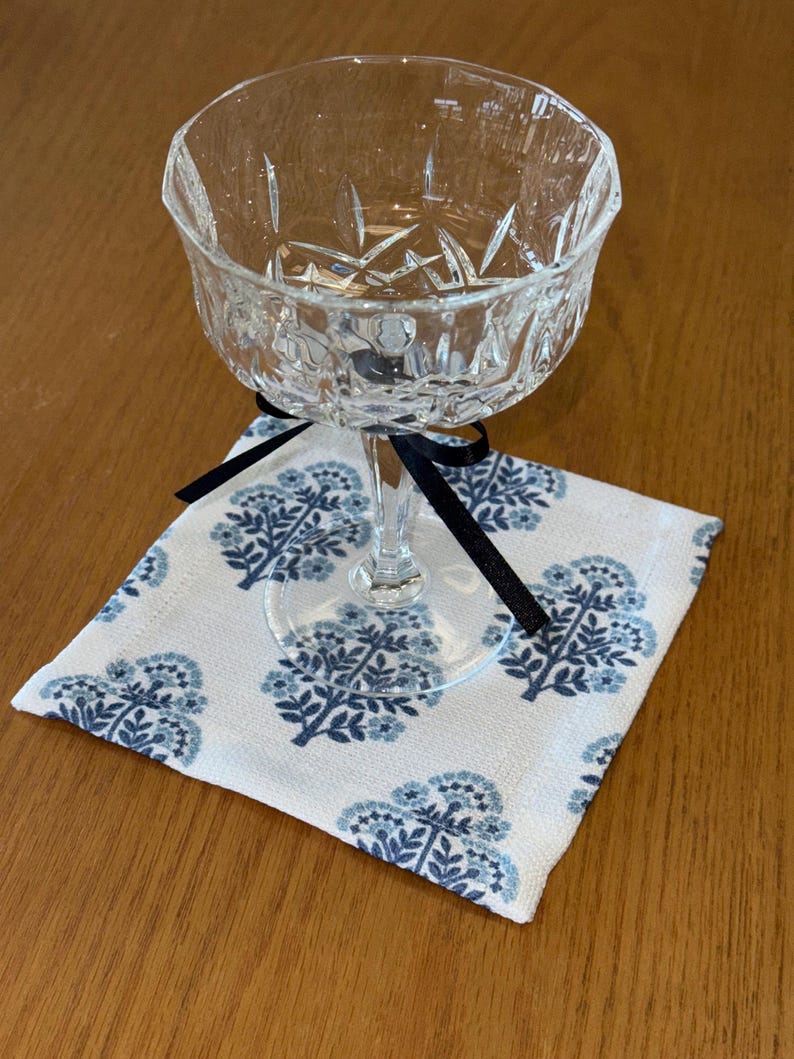 Indigo Blue Cocktail Napkins: Block Print Style, Reusable Cloth - Etsy