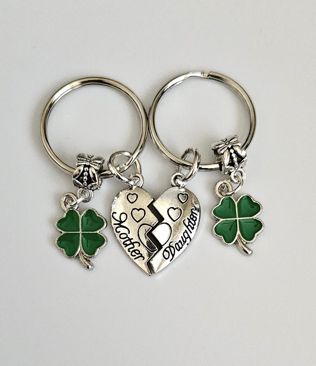 Mother Daughter Keychain, 4 Leaf Clover, Green Enamel, Irish Shamrock ...