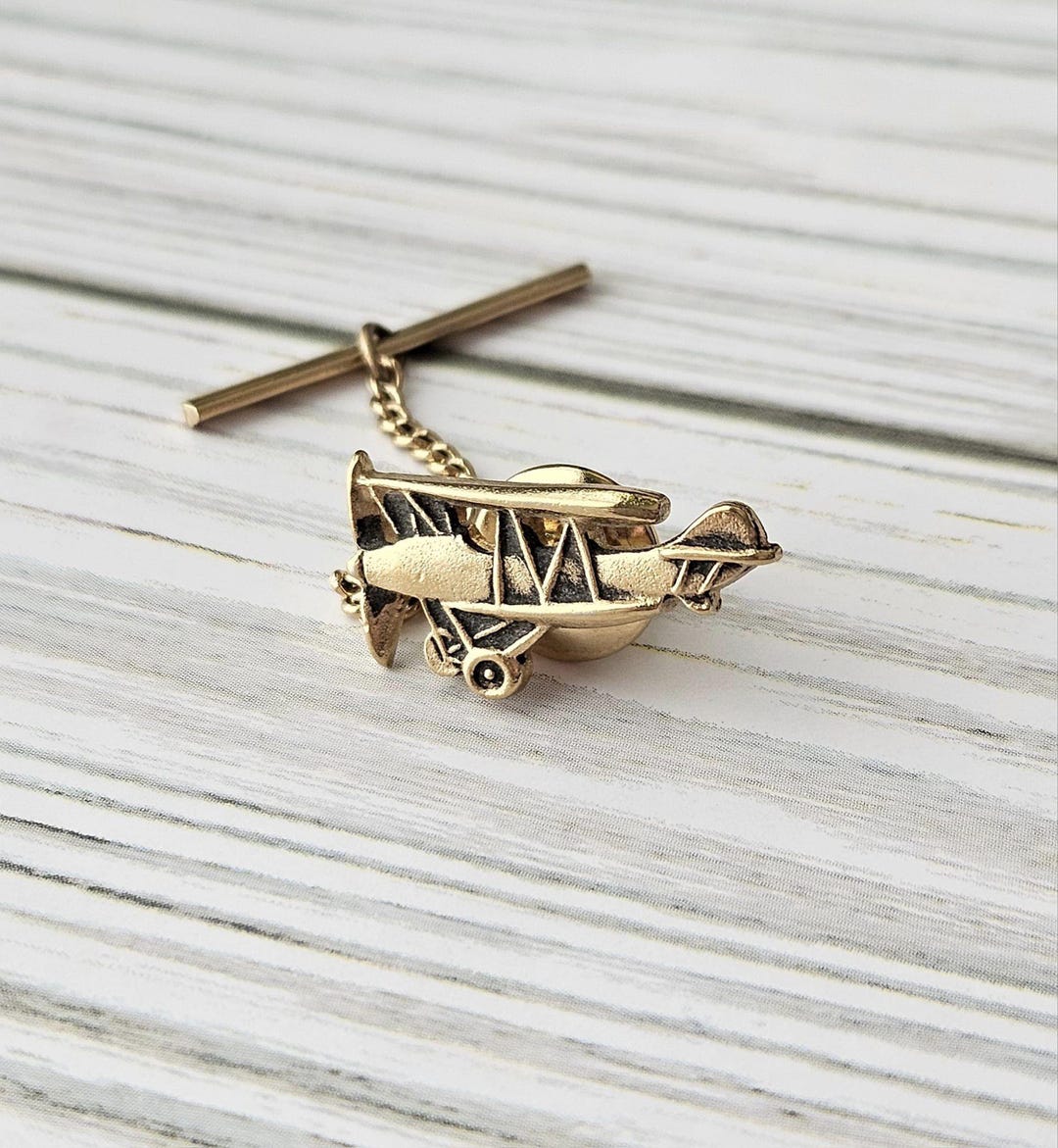 Tie Tac, Aviation, Single Engine Biplane, Vtg Goldtone Necktie Pin ...