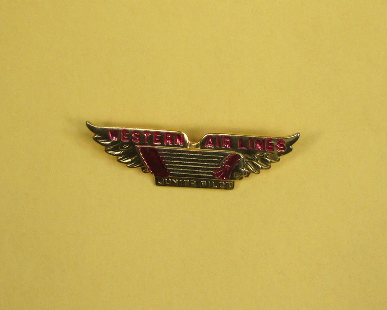 Vintage Western Airlines Junior Pilot Pin 1960s Brass Red - Etsy
