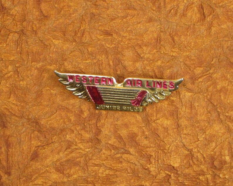Vintage Western Airlines Junior Pilot Pin 1960s Brass Red - Etsy