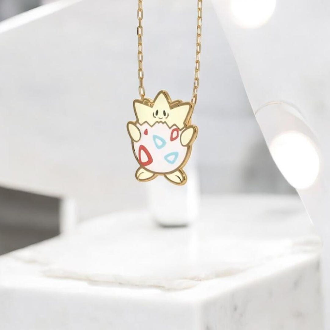 Togepi Necklace | Cute Pokémon Pendant | Gold Enamel Anime Jewelry Gift ...
