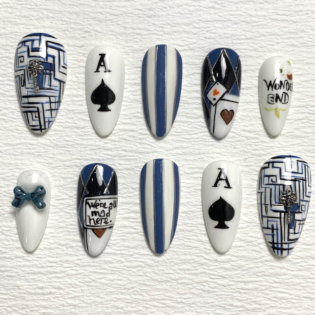 Wonderland Ace of Spades Press on Nails: Mad Hatter Theme - Etsy