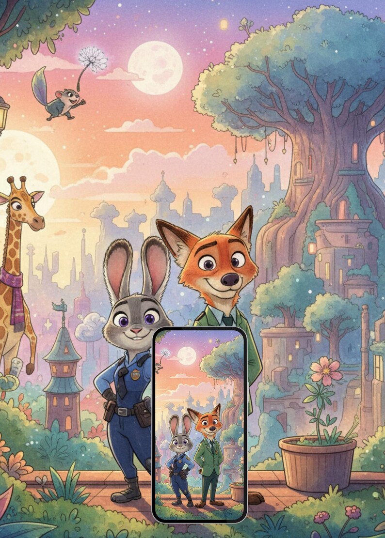 Cute Cartoon Kids Wallpaper |zootopia Nursery Wall Art | Playroom Decor ...