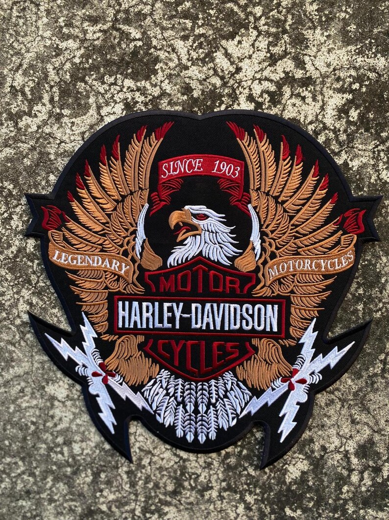 Harley Davidson Large Eagle Patch Jacket/vest Back Embroidered Patch Iron/sew On - Etsy