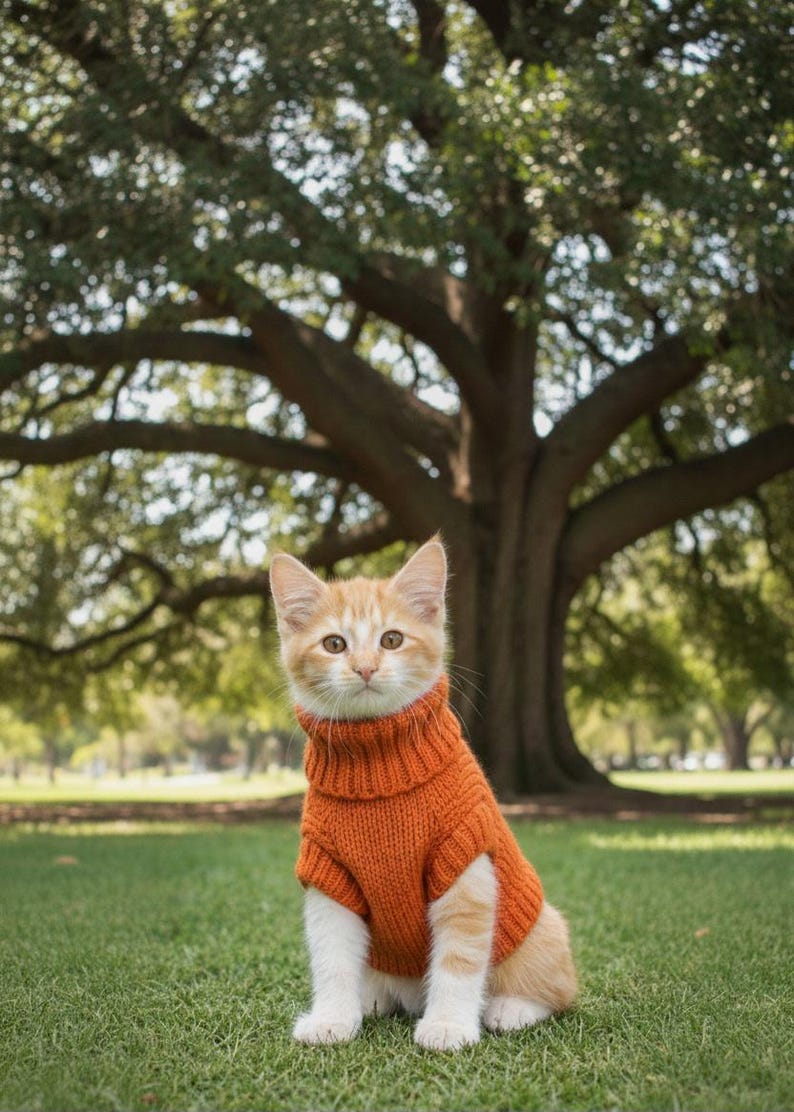 Crochet Cat Sweater Pattern -4 Different Languages Turtleneck Pet ...
