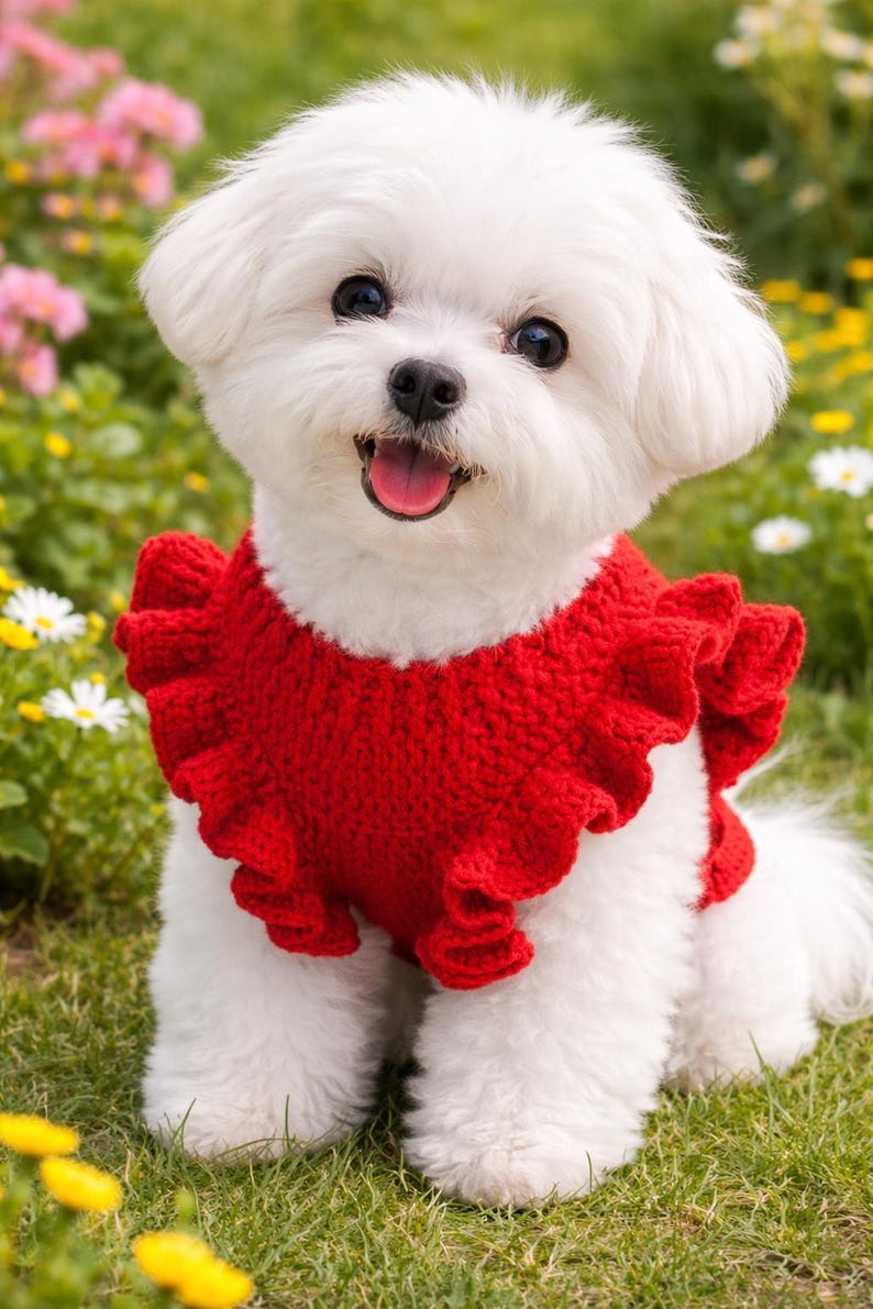 Crochet Ruffle Dog Vest PDF Pattern | Textured Pet Sweater - Etsy