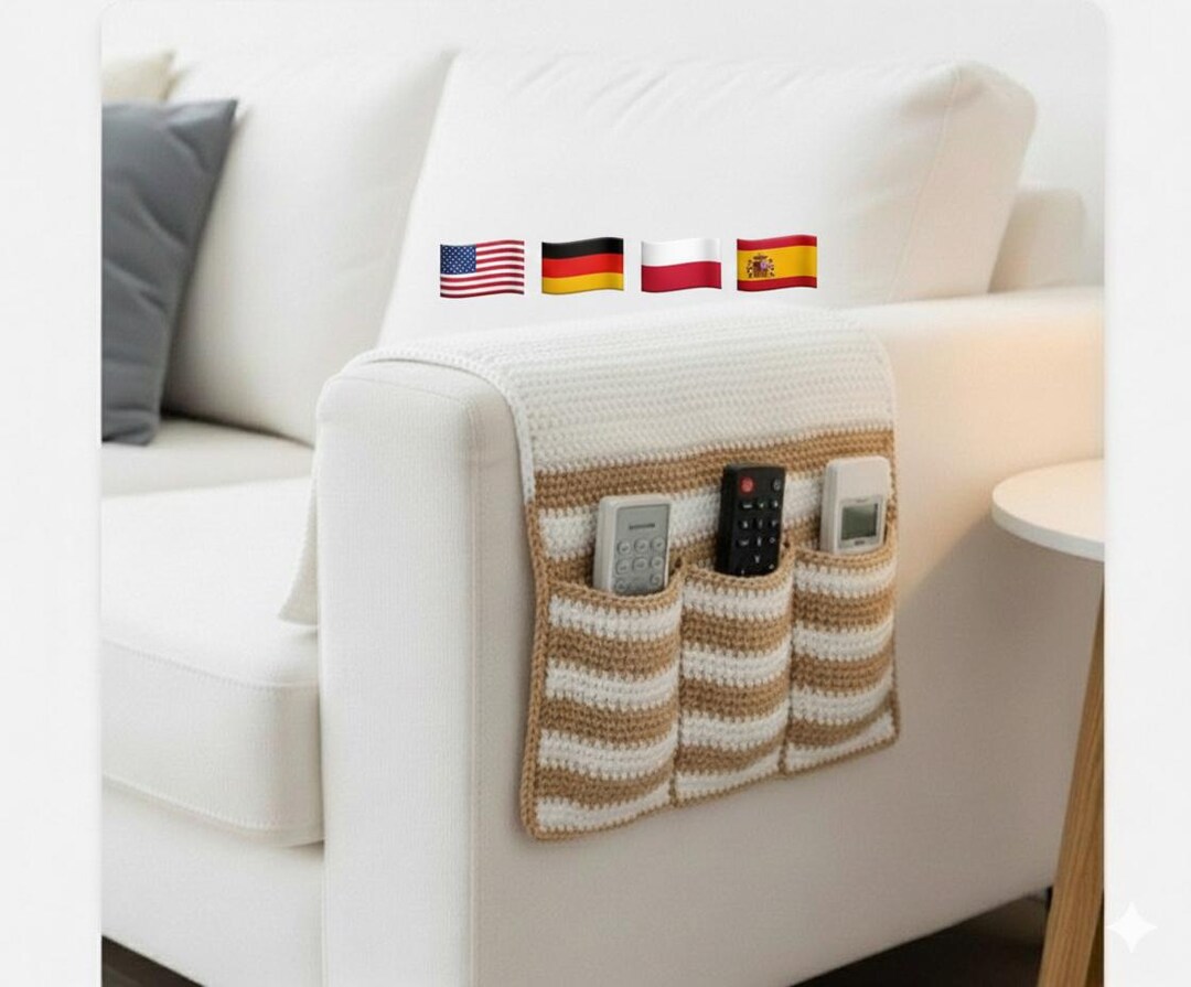 Crochet Sofa Organizer Pattern – Easy Couch Caddy With Pockets (digital ...