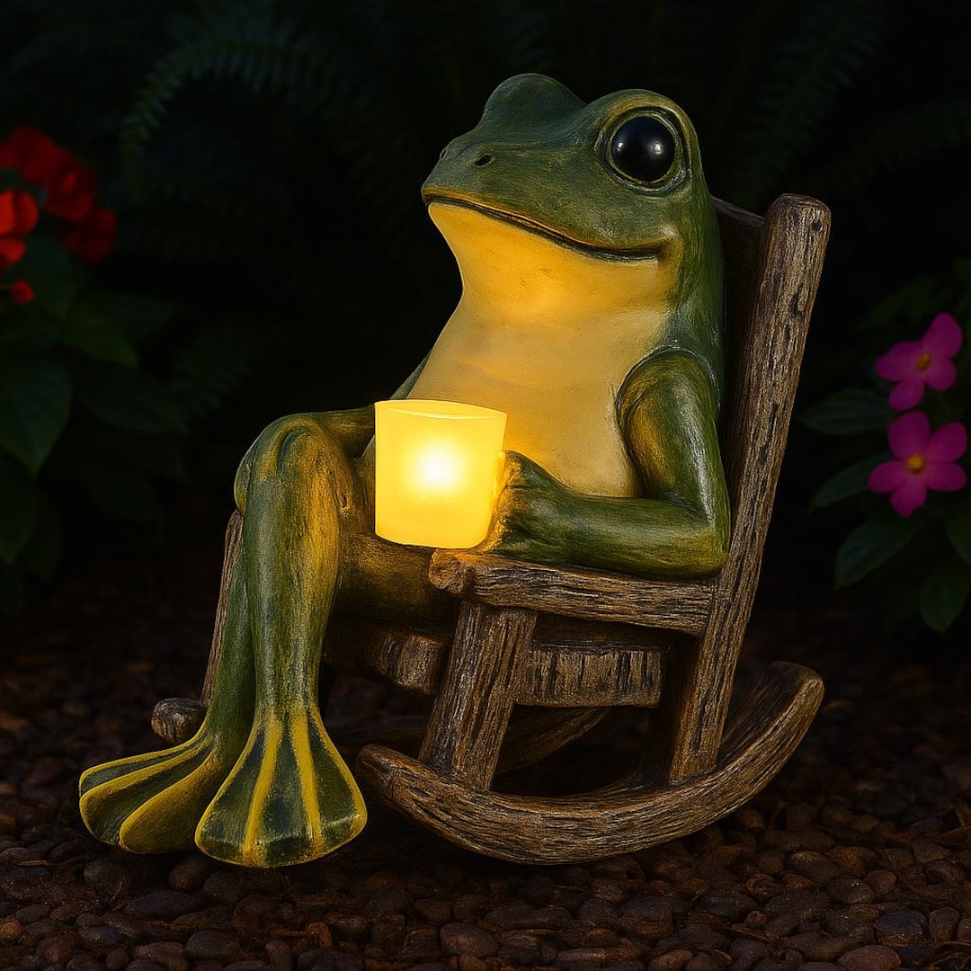 Solar Frog Garden Statue With LED Light, Outdoor Decorative Lawn ...