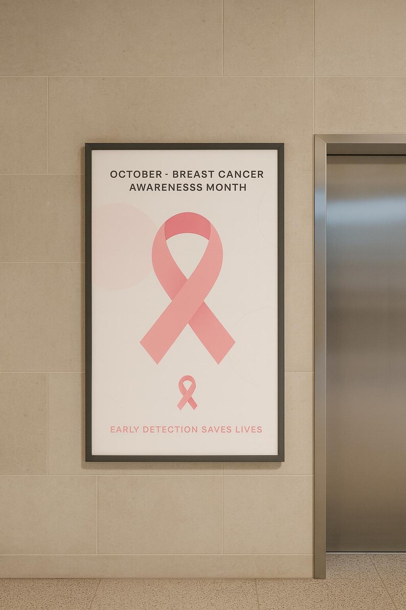 Breast Cancer Awareness Poster Set: Pink Ribbon Prints (digital ...