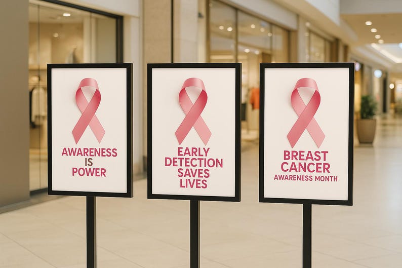 Pink Ribbon Poster, Breast Cancer Awareness Poster - Set of 3 - Etsy