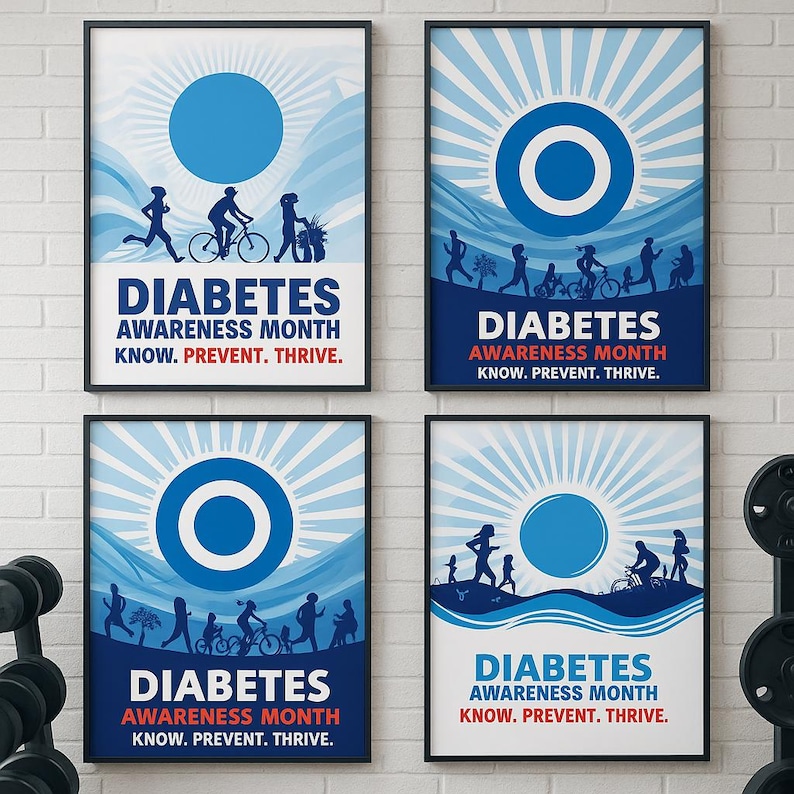Diabetes Awareness Month Poster Bundle, Set of 4 Printable Wall Art ...