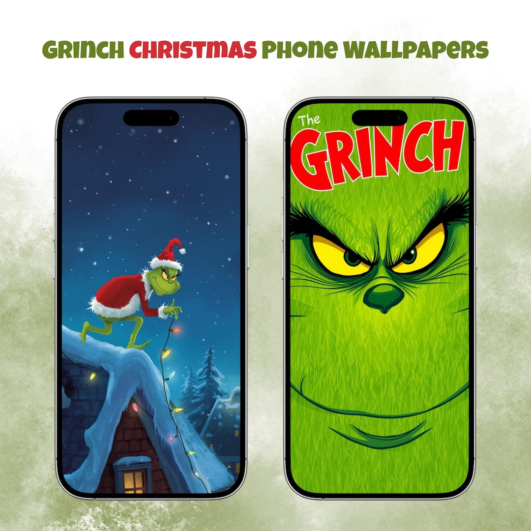 Grinch Christmas Phone Wallpapers – Bundle of 2 (digital Download), Set ...