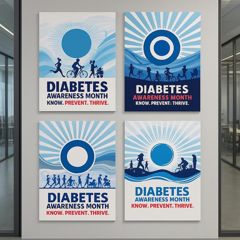 Diabetes Awareness Month Poster Bundle, Set of 4 Printable Wall Art ...