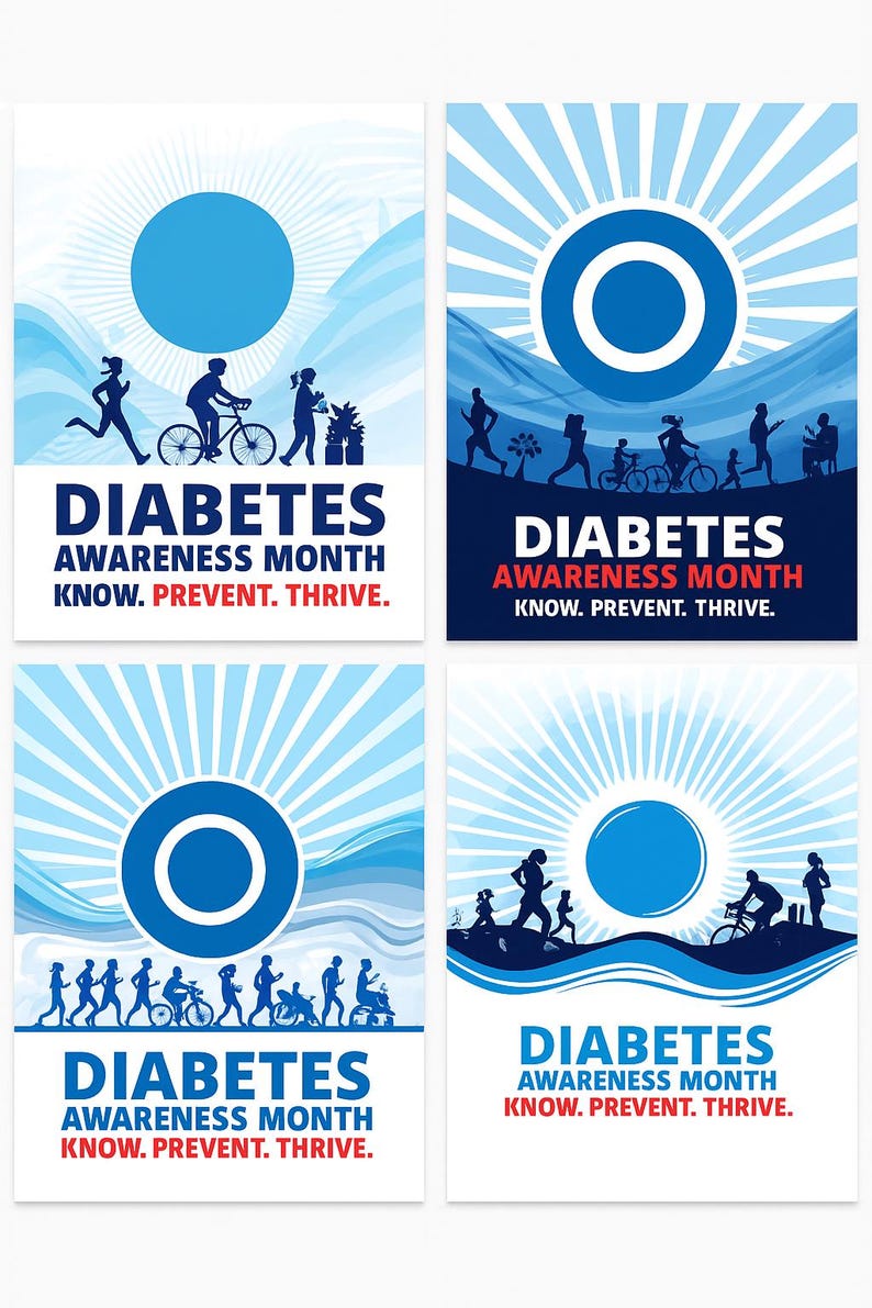 Diabetes Awareness Month Poster Bundle, Set of 4 Printable Wall Art ...