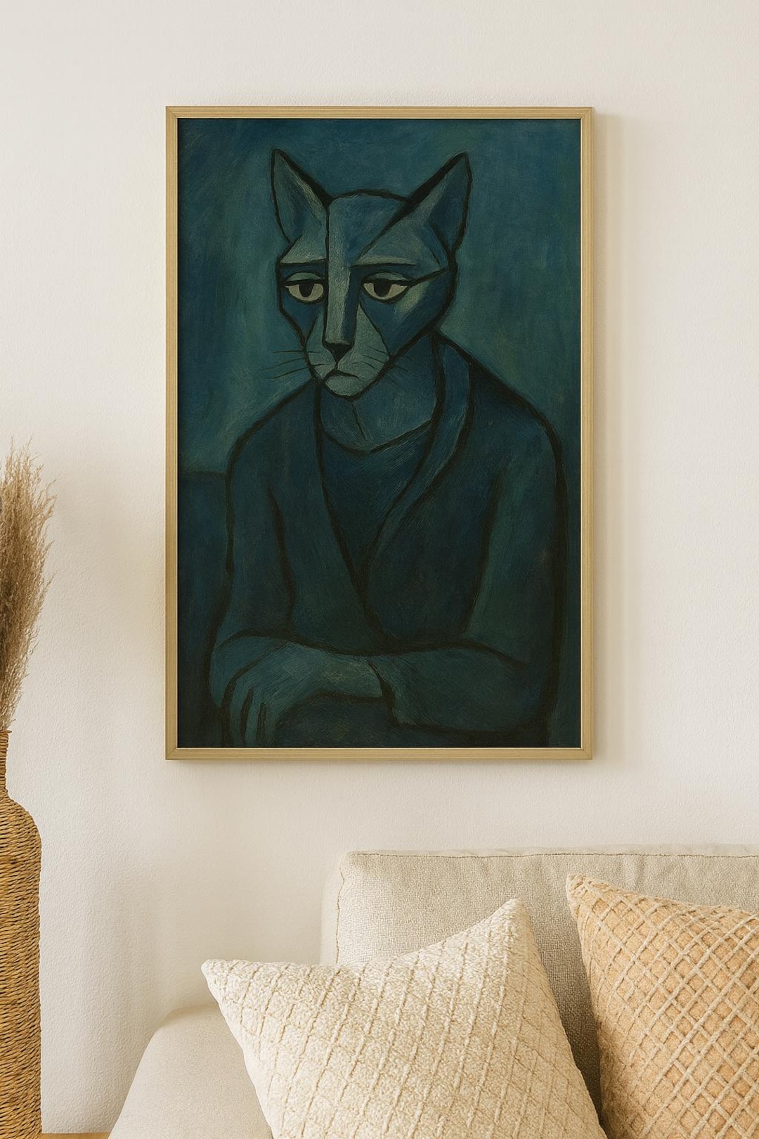 Blue Period Cat – Picasso-inspired Melancholic Cat Portrait | Modern ...