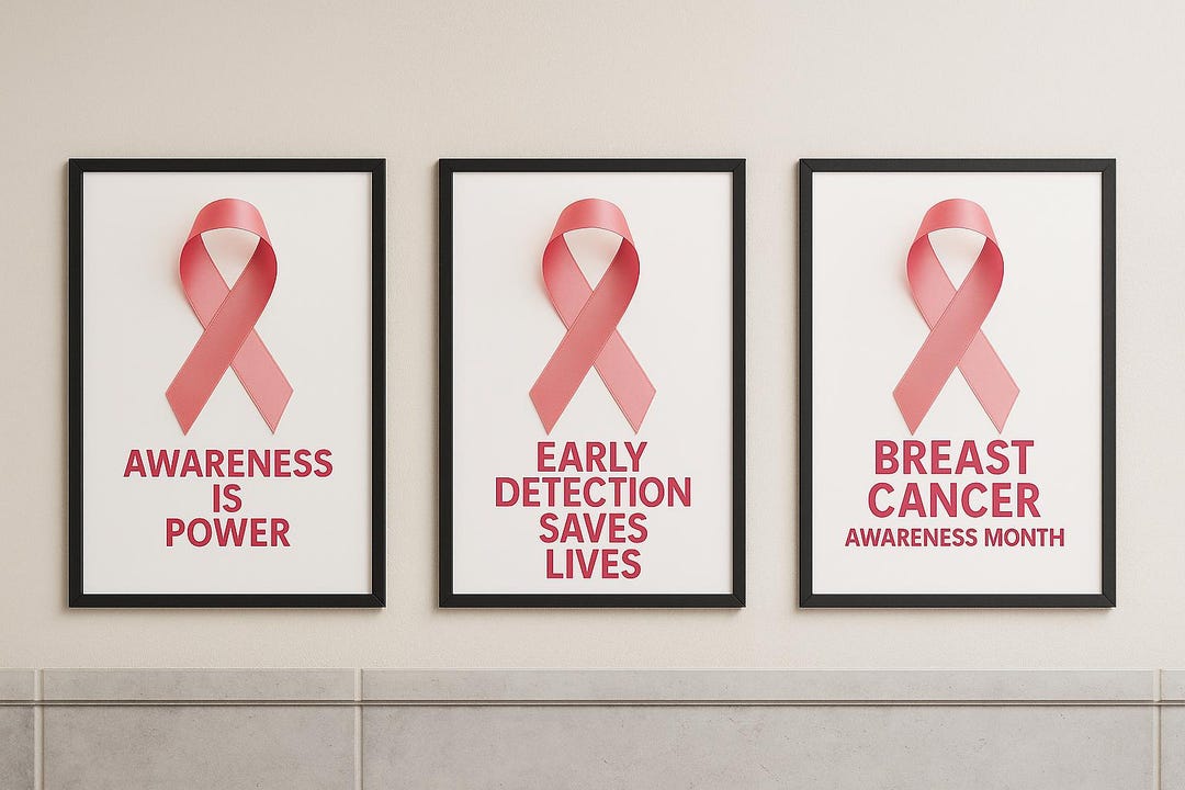 Pink Ribbon Poster, Breast Cancer Awareness Poster - Set of 3 - Etsy