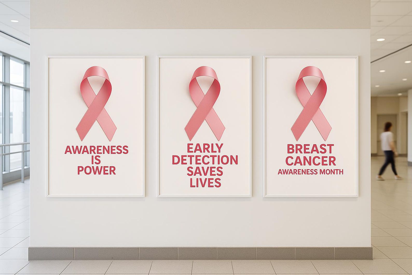 Pink Ribbon Poster, Breast Cancer Awareness Poster - Set of 3 - Etsy