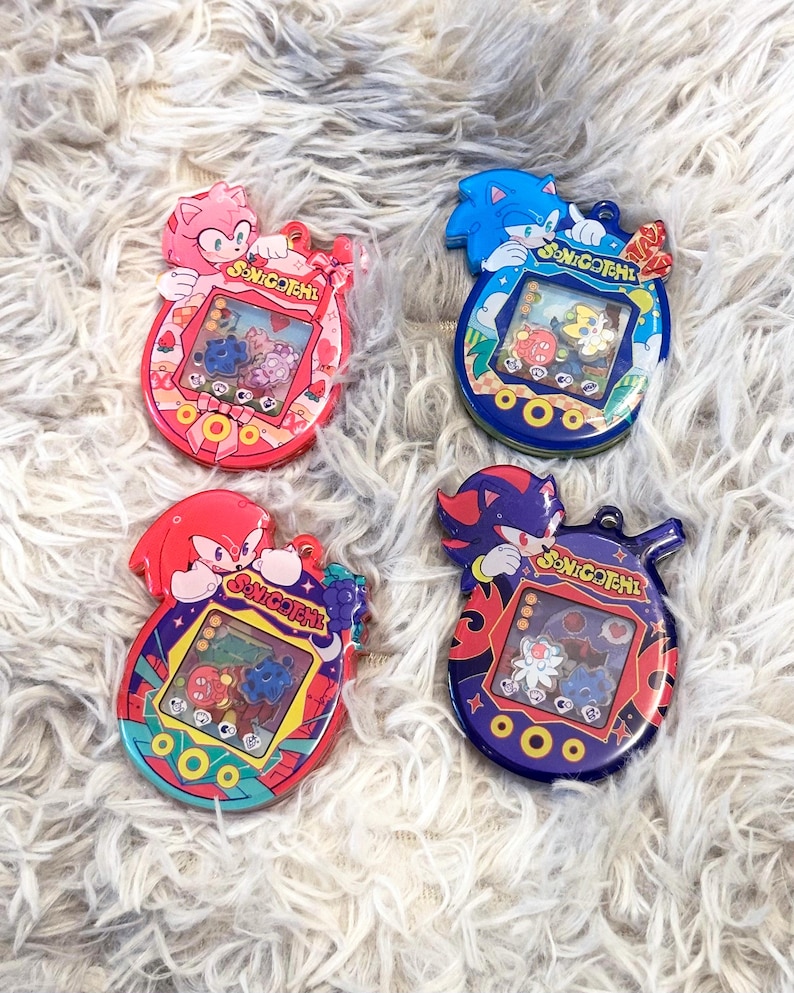 Sonigotchi!! Lenticular Epoxy Acrylic Shaker Chain | Sonic X Tamagotchi ...