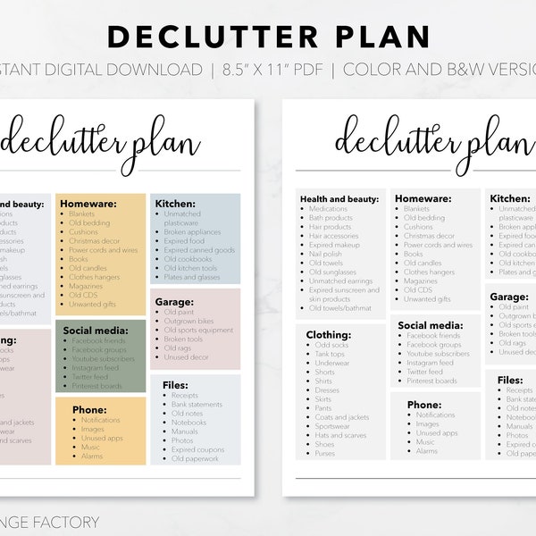 Declutter Printable - Etsy UK
