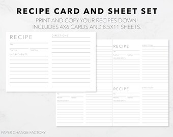 Recipe Card Printable PDF Editable Letter & A4 - Etsy
