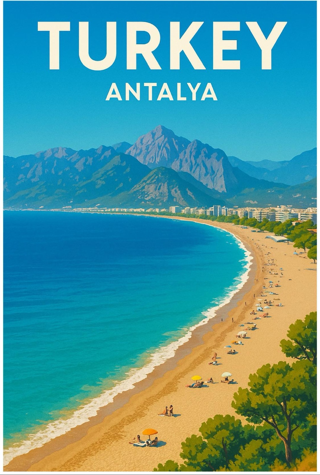 Turkey Wall Art, Retro Travel Poster, Turkey Print, Antalya Decor ...