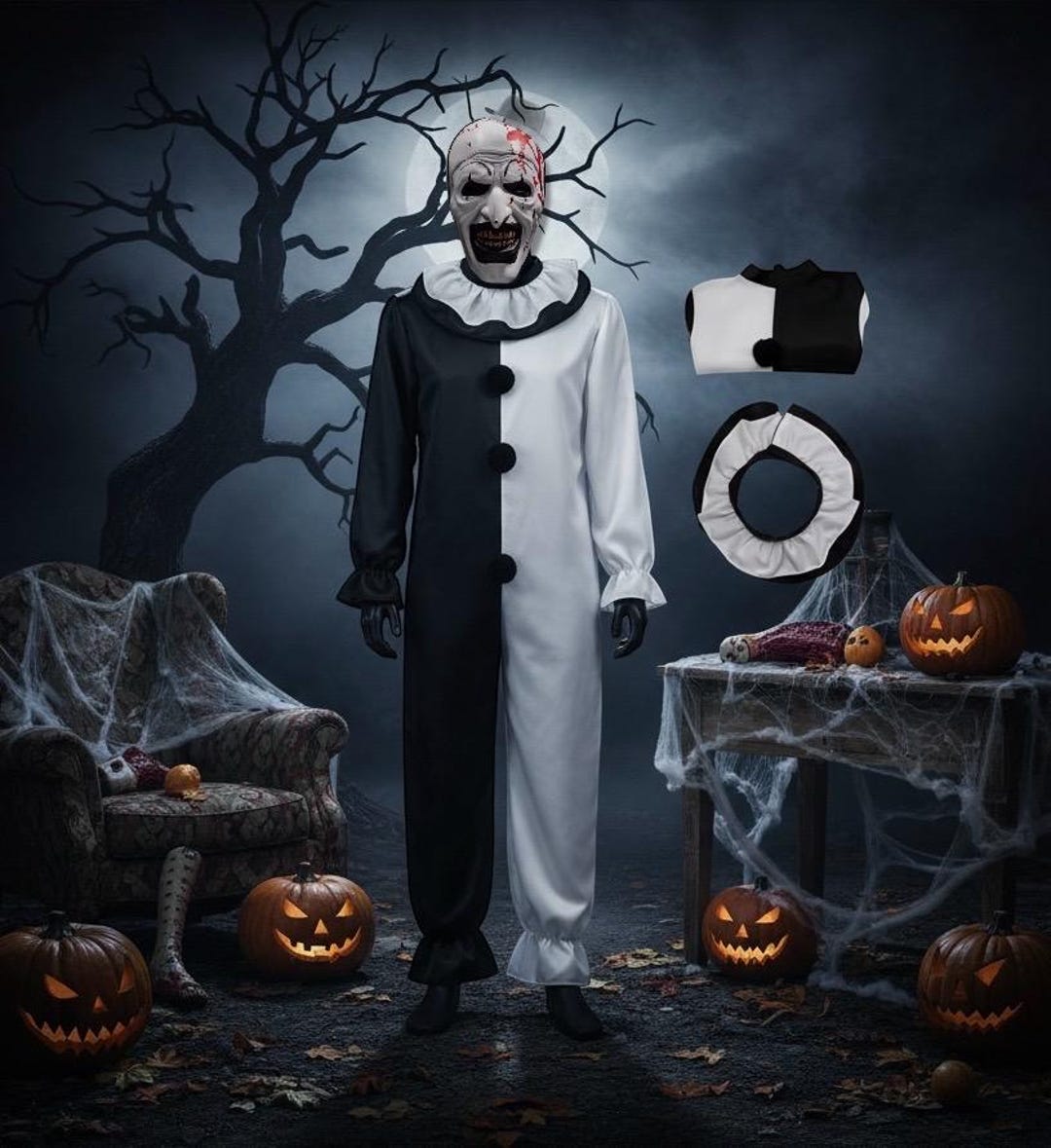 Black and White Clown Costume With Matching Mask – Unique Cosplay ...