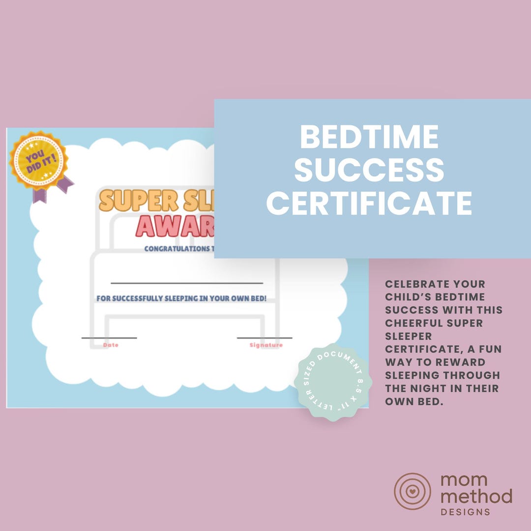 Super Sleeper Award | Printable Bedtime Certificate for Kids | Sleep ...