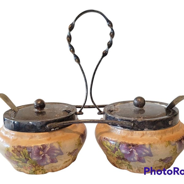 Antique Condiment Set With Spoon - Etsy