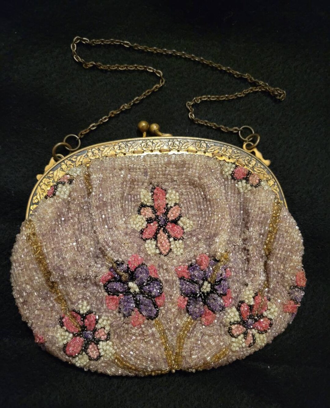 Edwardian Beaded Purse: Art Nouveau Floral Handbag, Made in France - Etsy
