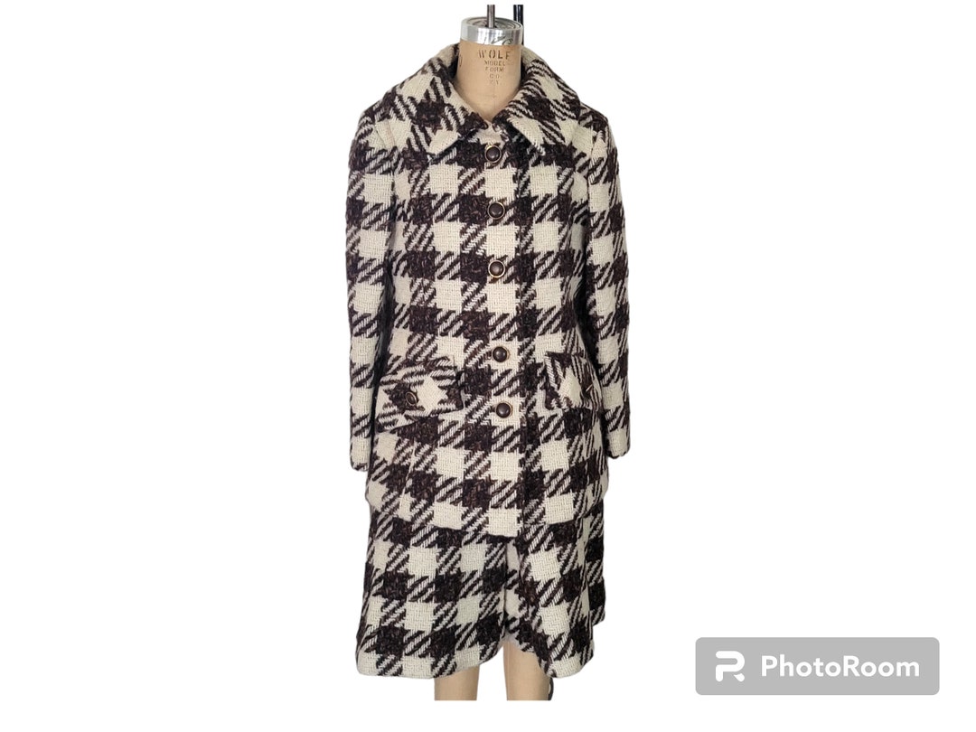 Vintage 1960s Lilli Ann Winter Suit Skirt Set. Wool Blend Plaid. Med to ...