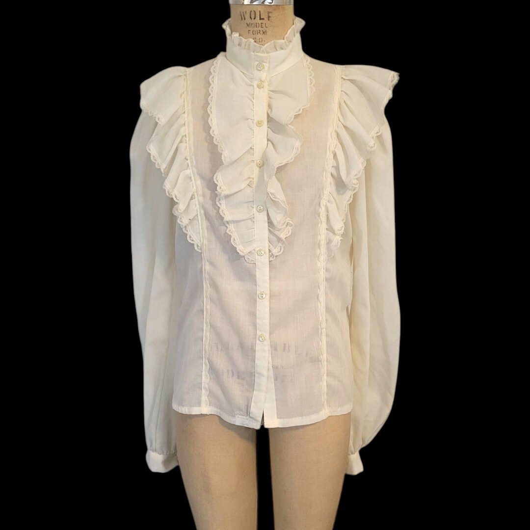 Vintage 1970s Gunnies Gunne Sax Blouse. Victorian Style. Cream or off ...