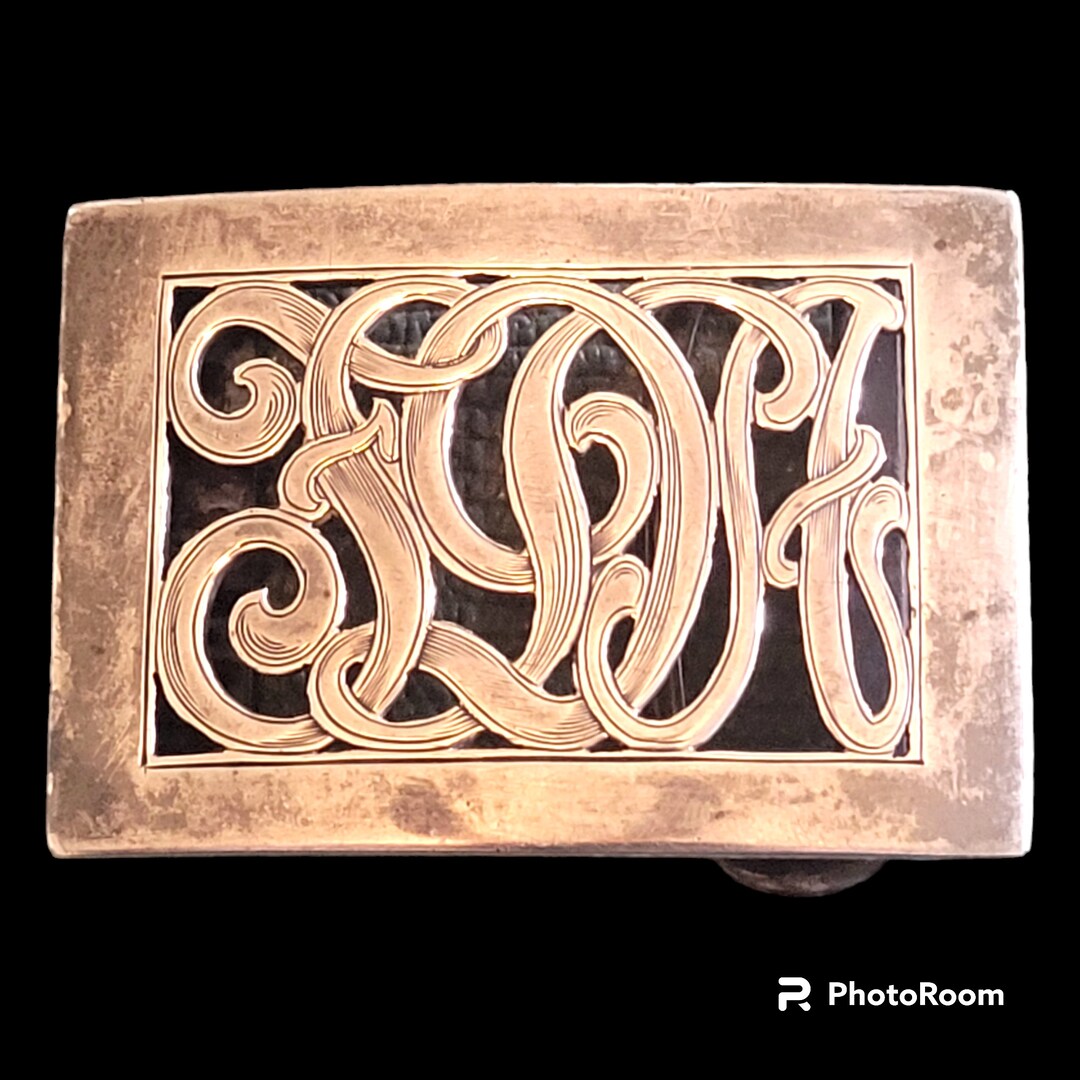 Antique Edwardian Sterling Silver Monogram Belt Buckle, Initialed FDA ...