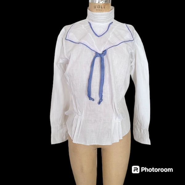 White Cotton Back Button Blouse - Etsy