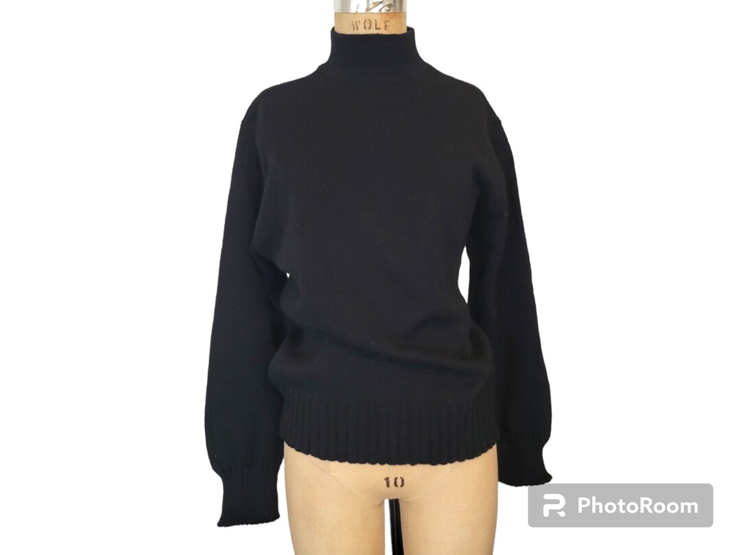 Vintage 1940s WW2 Era Black Wool Pull Over Sweater. US Navy. Sm to Med ...