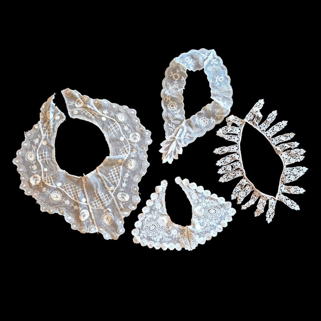 Antique Victorian Lot of Lace Collars. Three Lace. One Tatted Lace ...