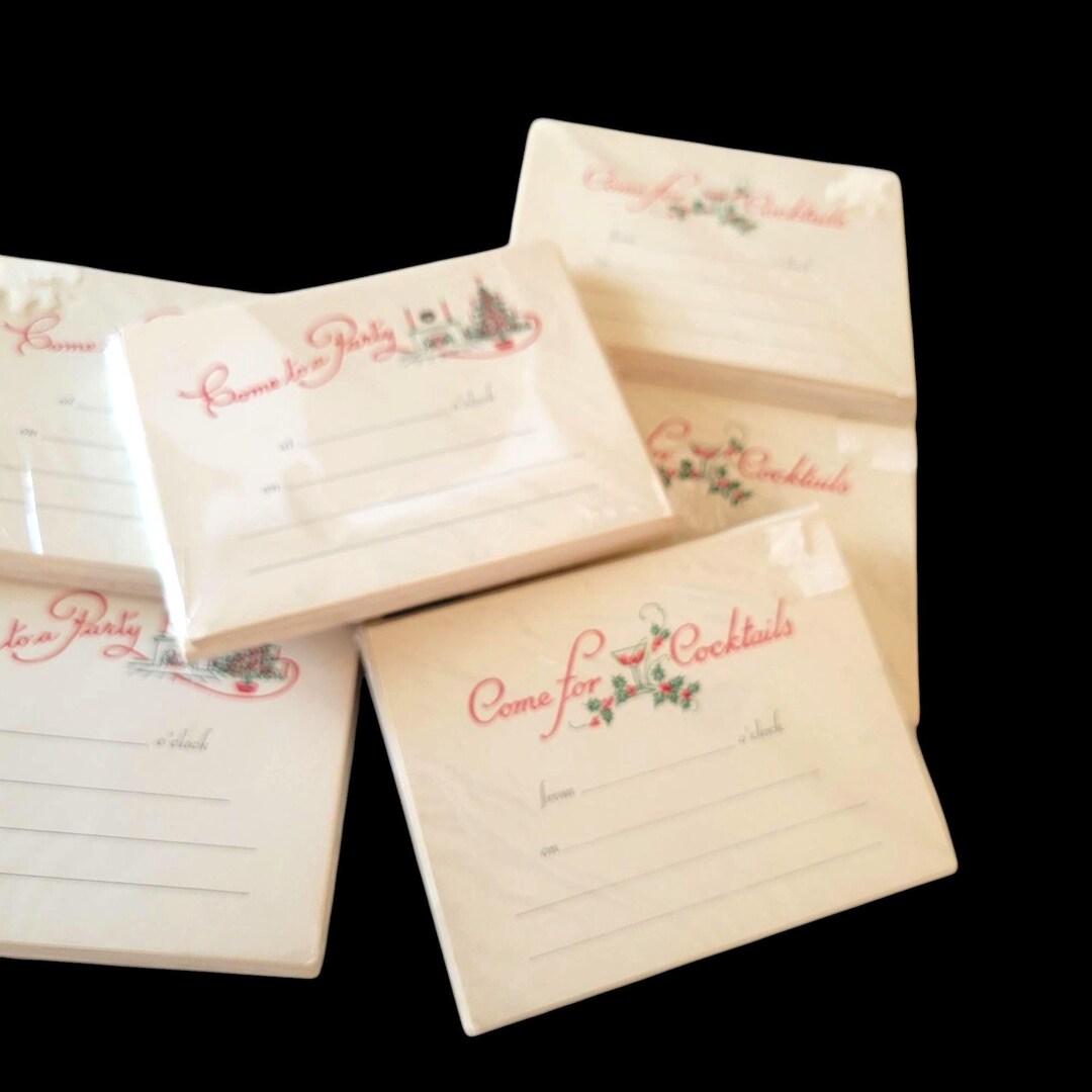 Vintage MCM 1950s Thru 60s Christmas Party & Cocktail Invitations. Six ...