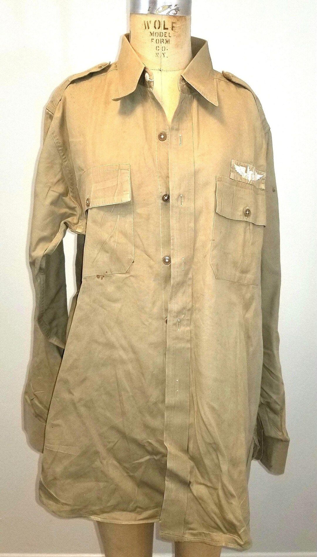 Vintage 1940s Mens Shirt. Conqueror Label. Wings Embroidered. AAF ...