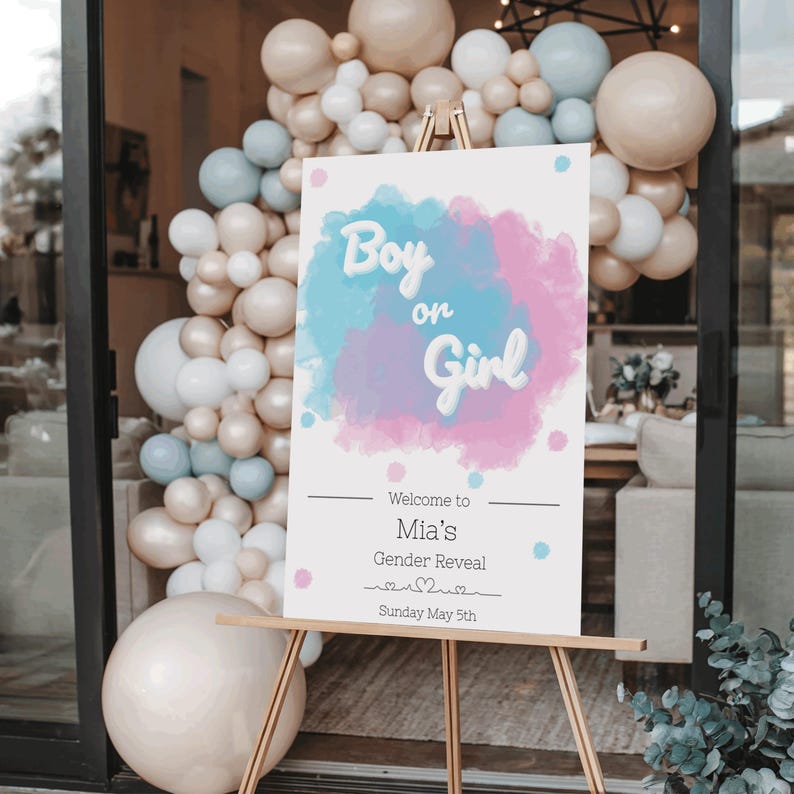 Gender Reveal Party Welcome Sign Instant Download. Party Decor - Etsy