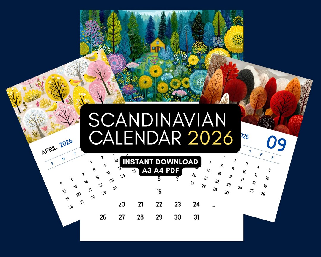 Scandinavian Scenic Wall Calendar 2026 PDF Digital Download - Etsy