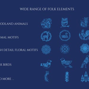 Scandinavian Folk Art SVG Kit, Nordic Flowers and Animals (digital ...