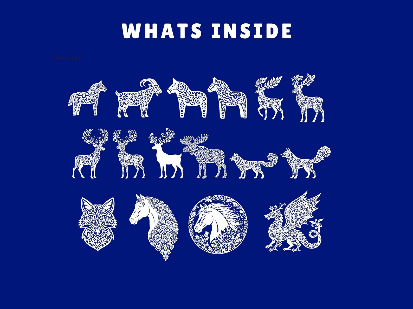 Nordic Folk Art SVG Bundle, Woodland Animals, Floral Illustrations ...
