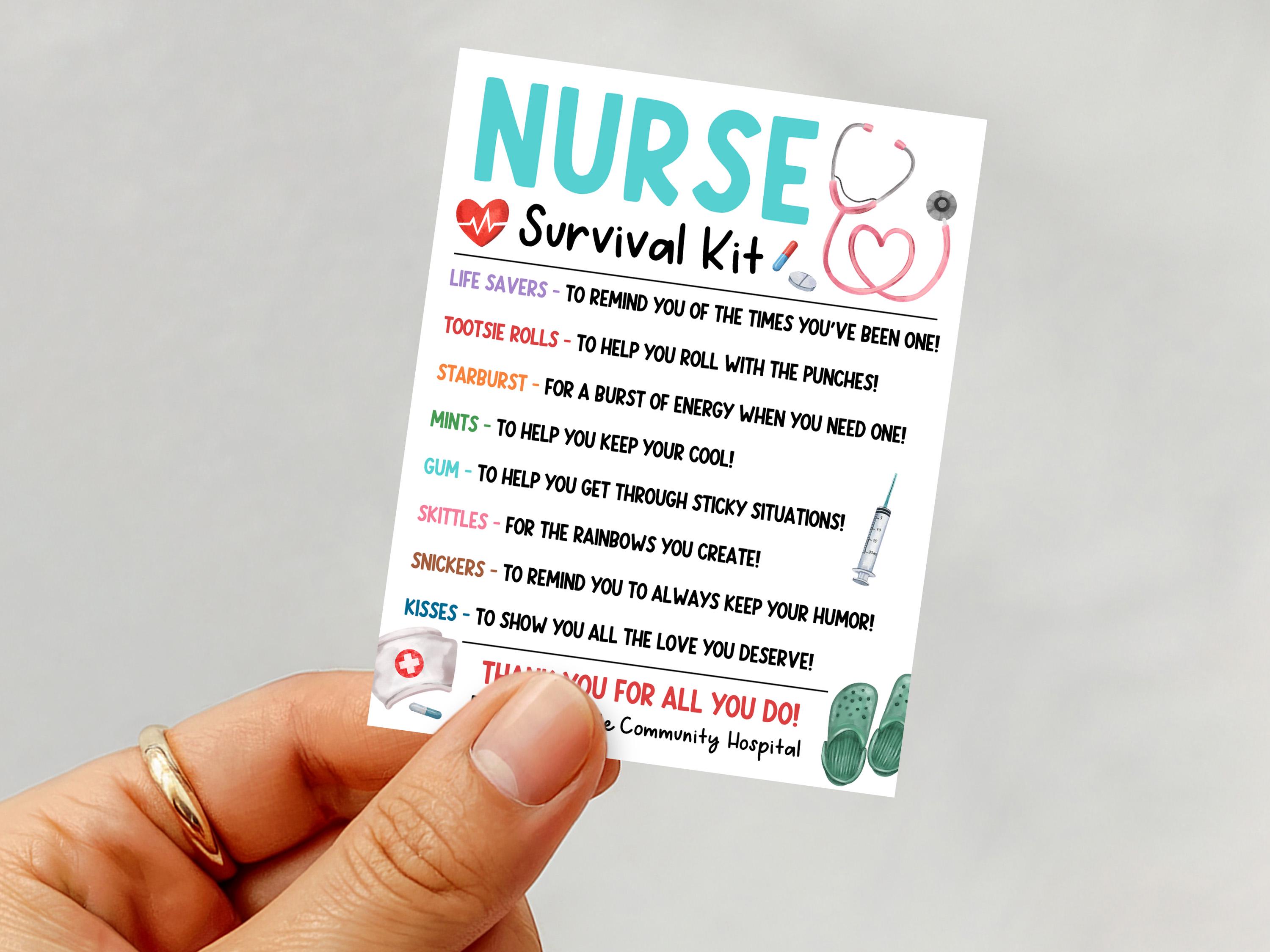 Nurse Survival Kit Tag, Nursing Appreciation Week Thank You Tag ...