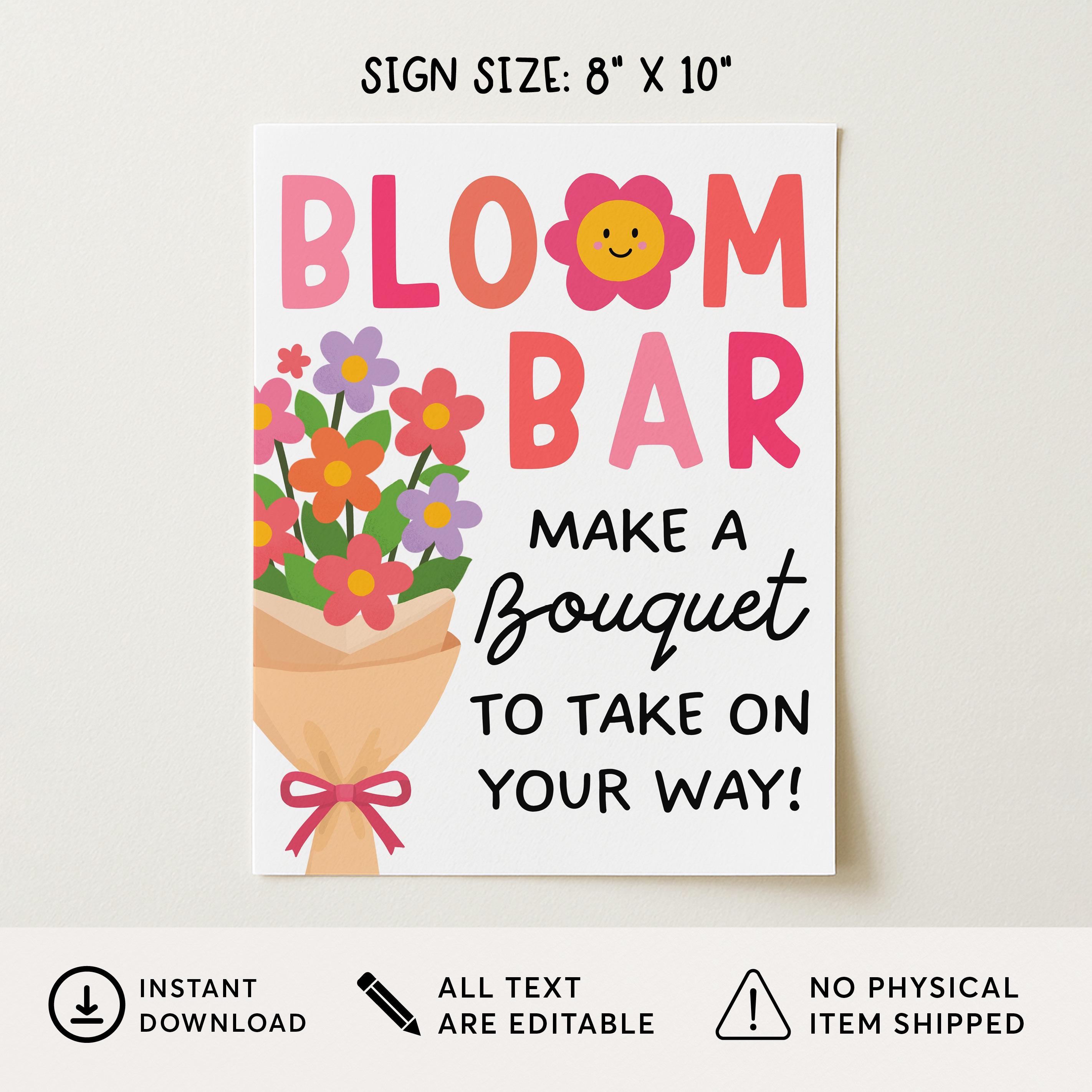 Bloom Bar Sign for Teacher Appreciation, Flower Bar Sign Printable ...