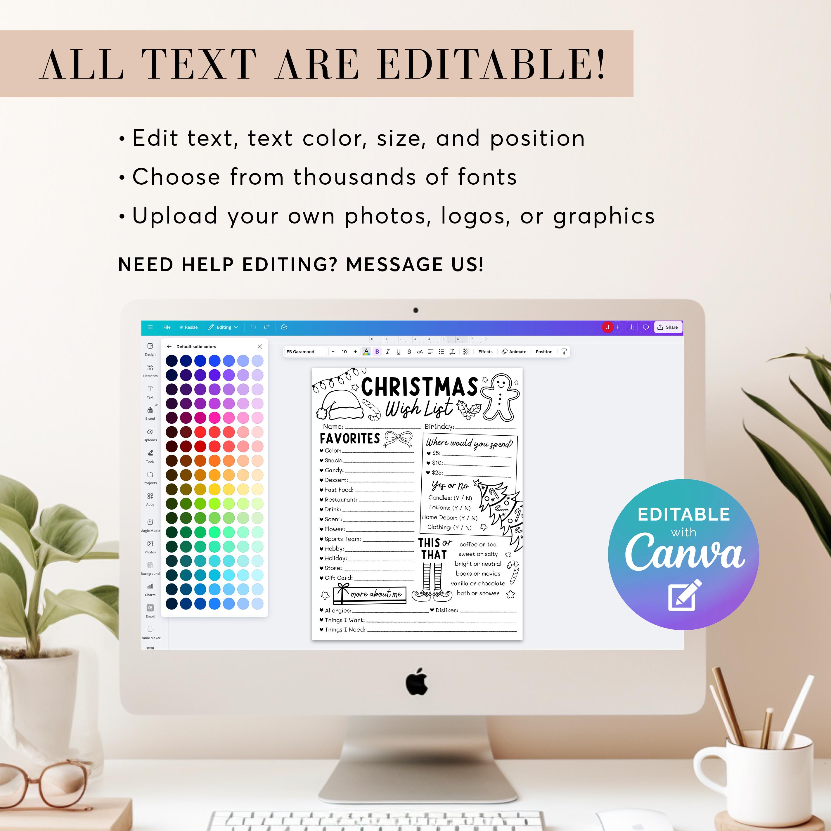Christmas Wish List Printable, Coworker Secret Santa Survey, Employee ...