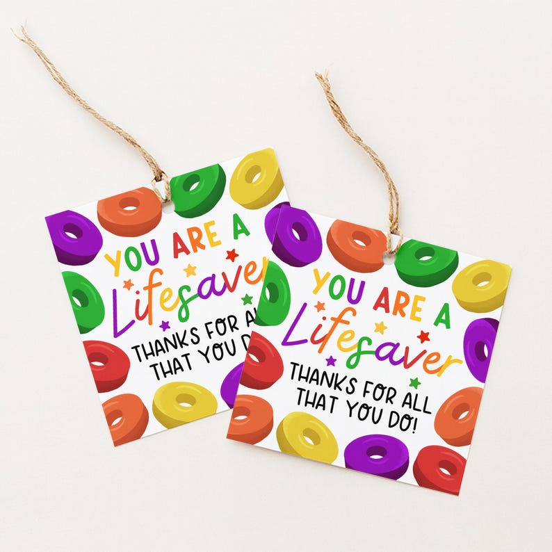 Teacher Employee Appreciation Gift Tag, Lifesaver Candy Thank You Treat ...