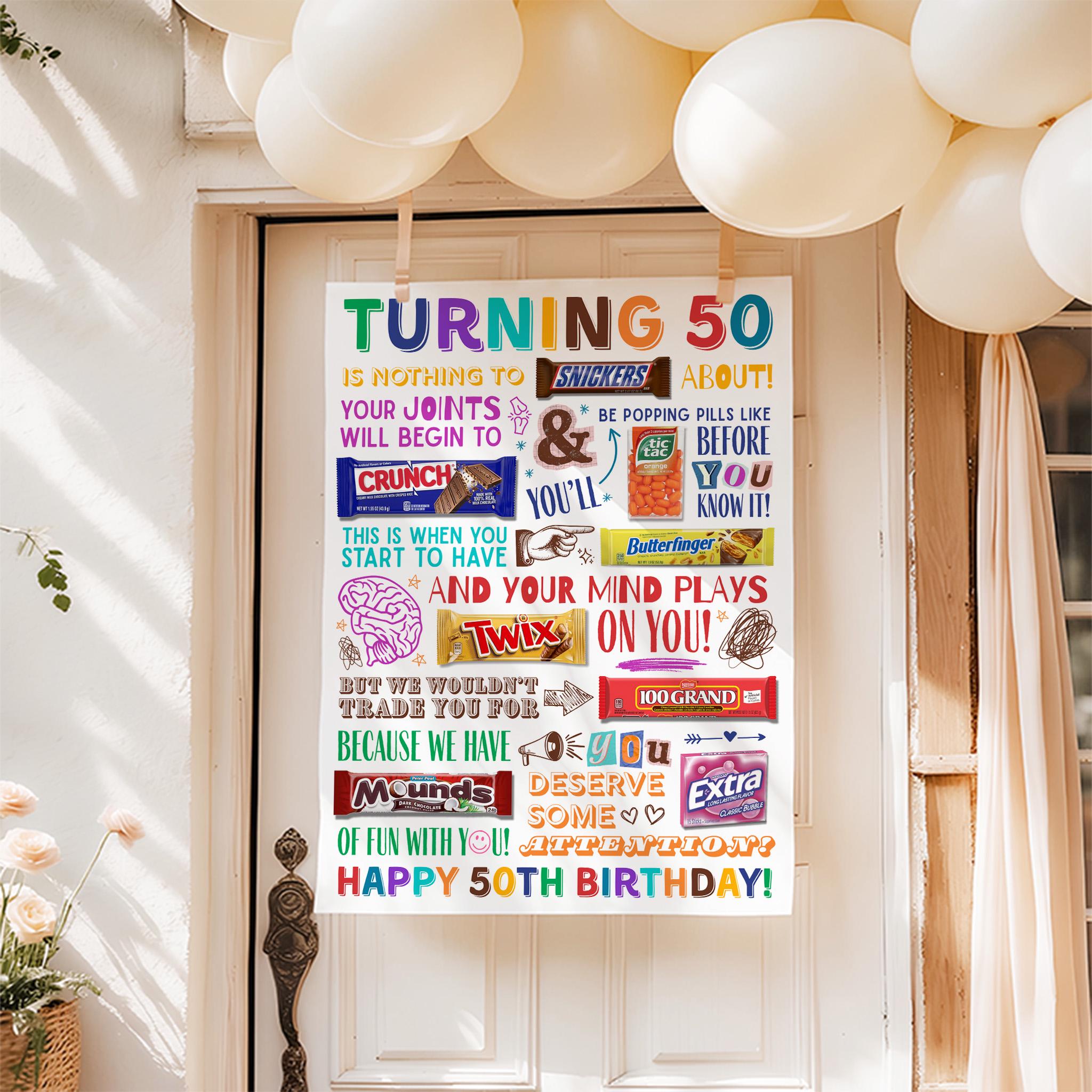 50th Birthday Candy Poster Printable, Turning 50 Candy Gram Card DIY ...