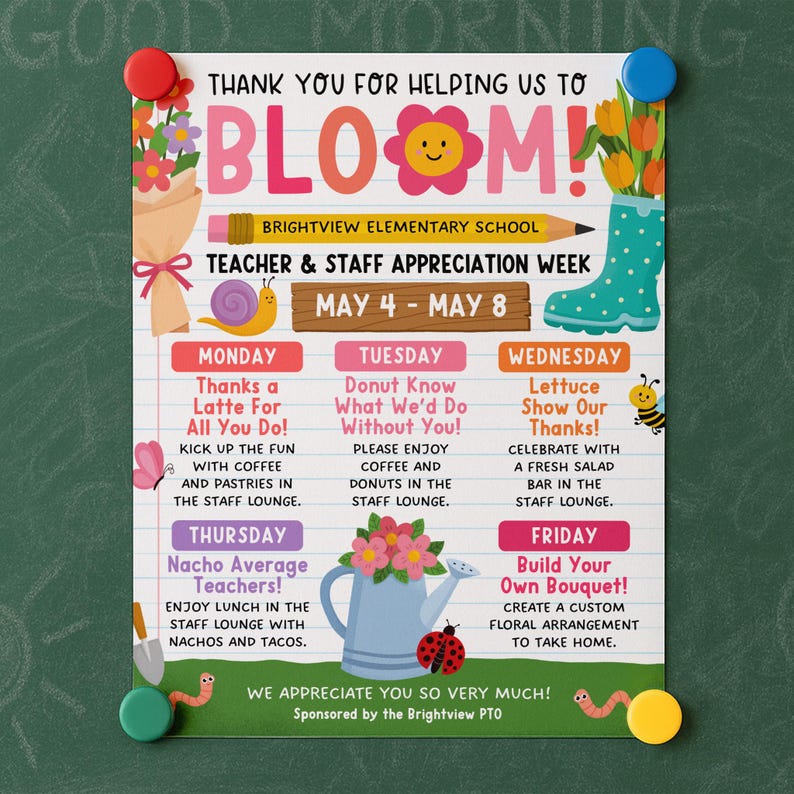 Floral Theme Appreciation Week Itinerary Poster, Thank You for Helping ...